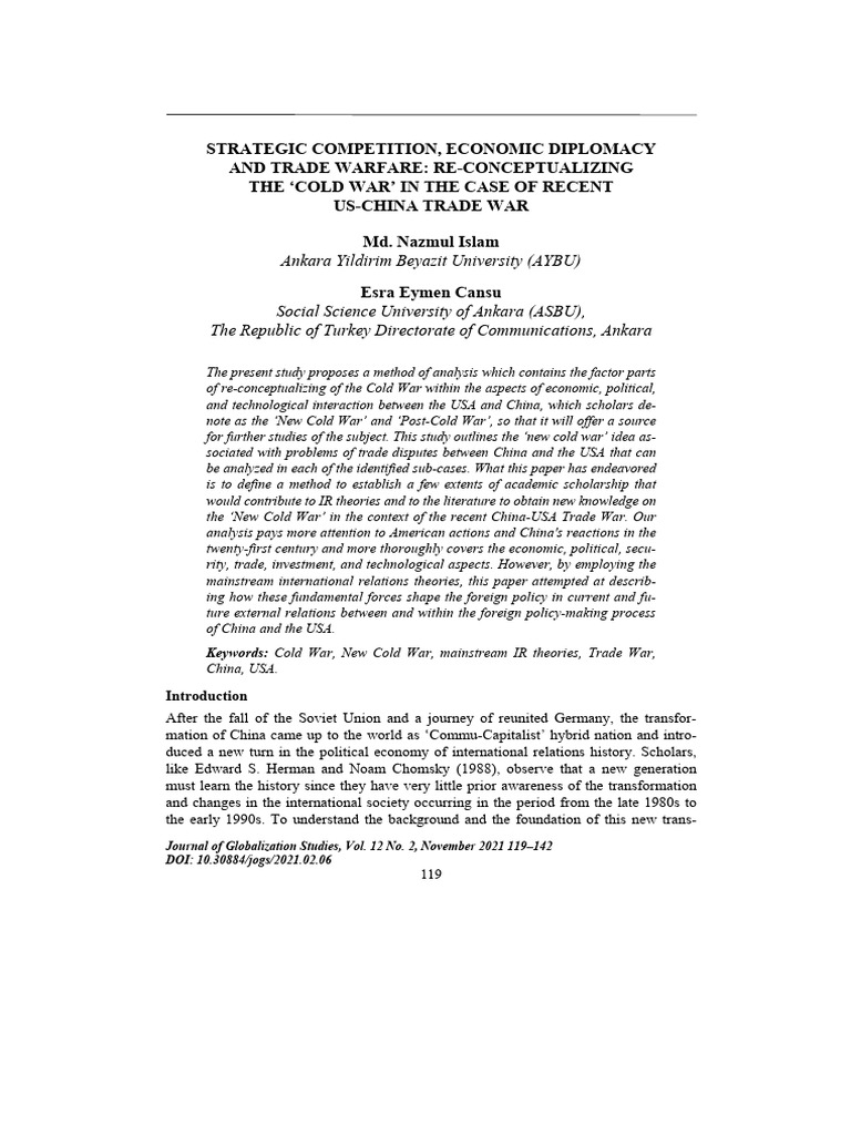 Strategic Competition Economic Diplomacy and Trade Warfare Re ...