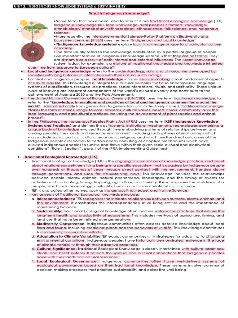 IPSCOM Unit 2 Traditional Ecological Knowledge | PDF | Traditional ...