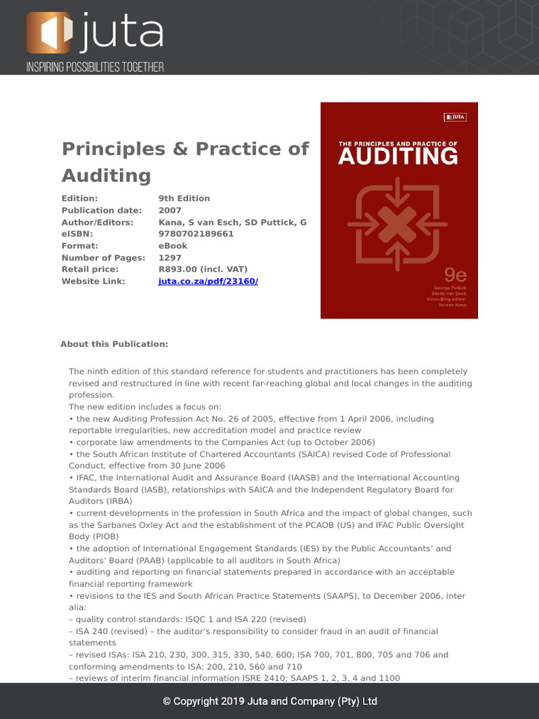 Principles & Practice of Auditing | PDF | Audit | Accounting