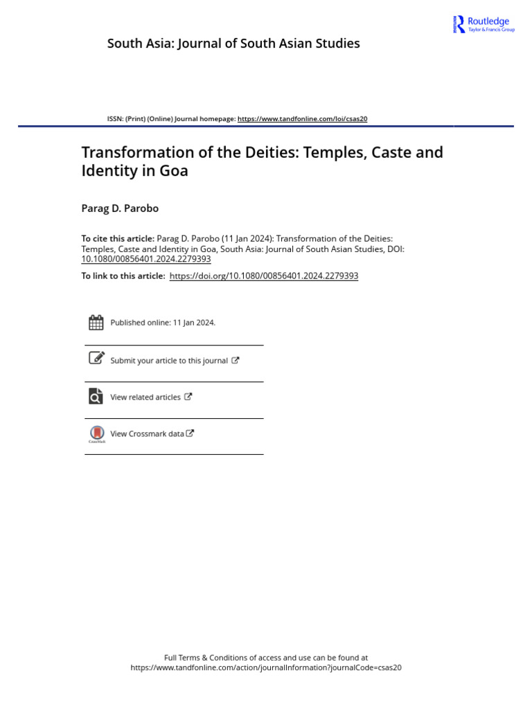 Transformation of The Deities Temples Caste and Identity in Goa | PDF
