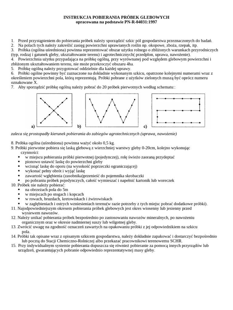 Instrukcja Probki Glebowe | PDF
