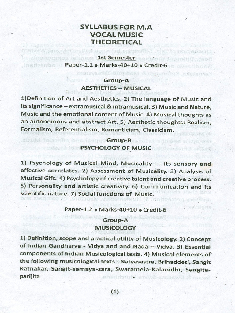 Vocal Music Syllabus | PDF