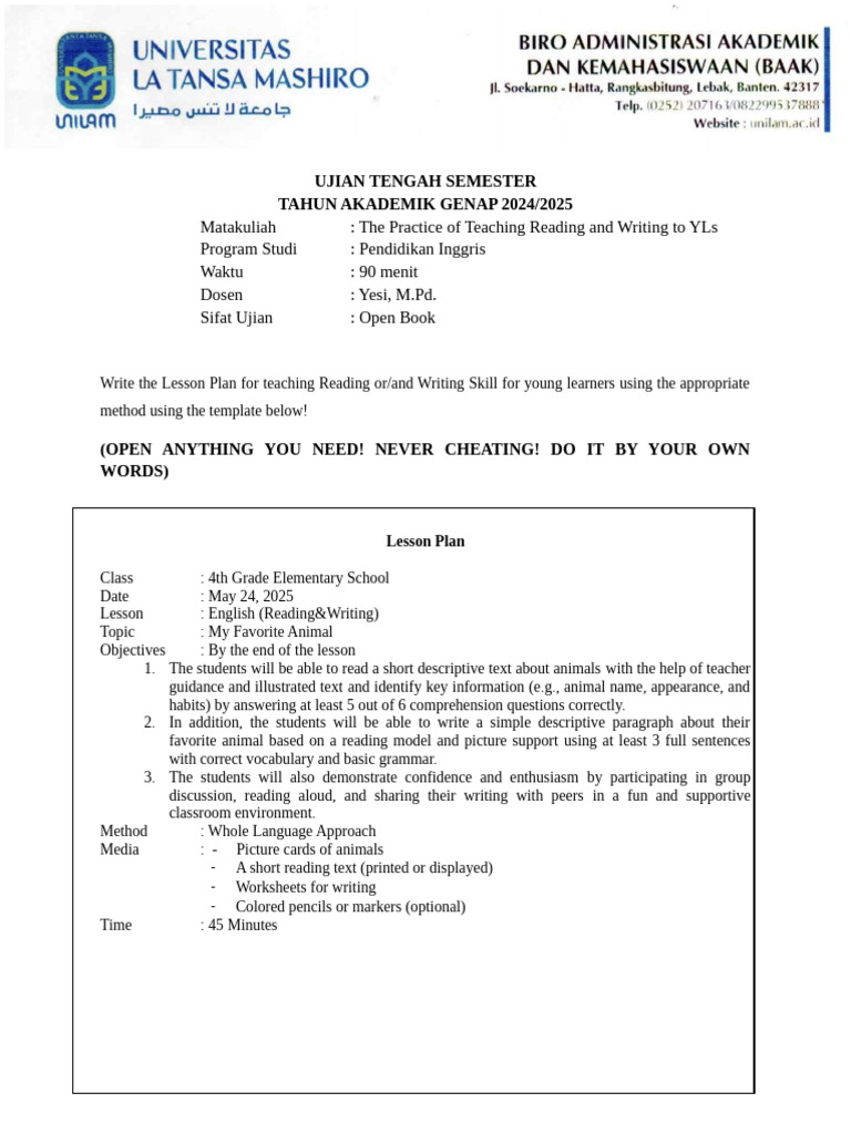 Lesson Plan Reading-Writing Revised | PDF | Lesson Plan | Vocabulary