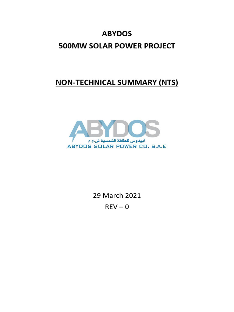 Abydos 500MW Solar Project Overview | PDF | Photovoltaics ...