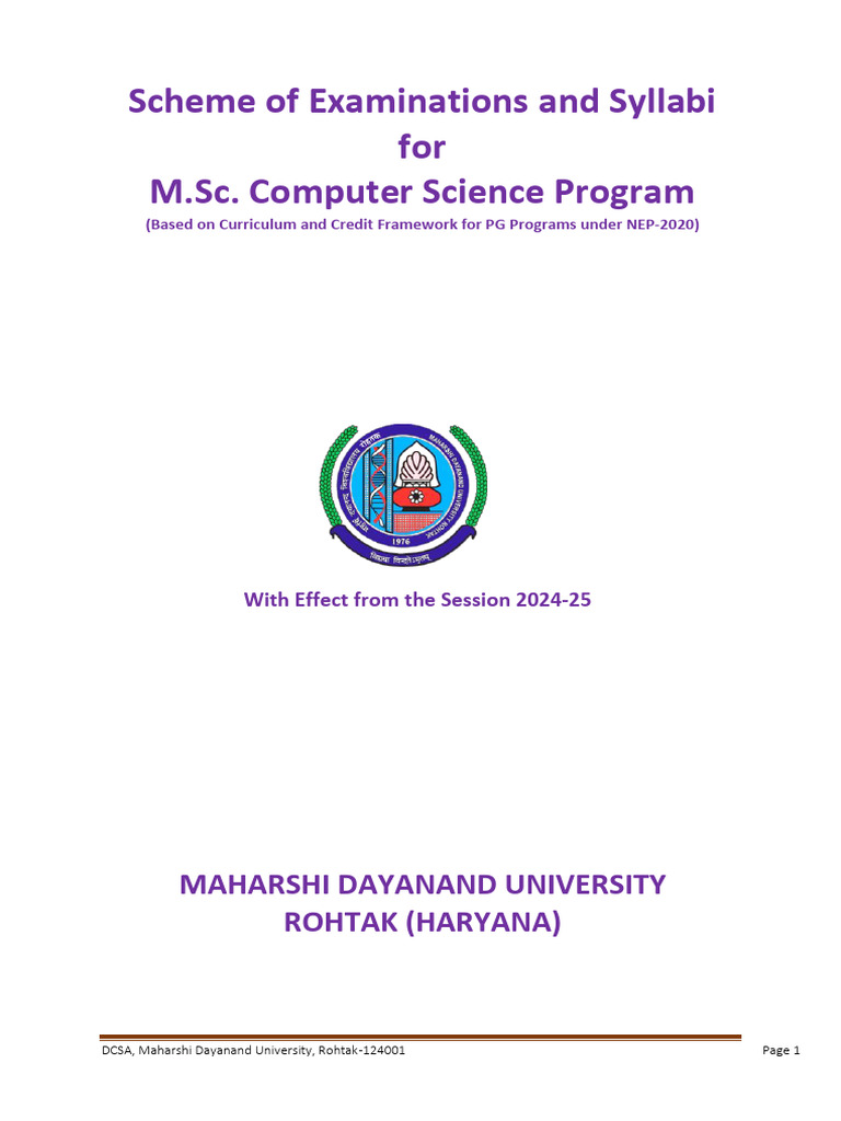 M.Sc. Computer Science Syllabus 2024-25 | PDF | Computer Network | Ethernet