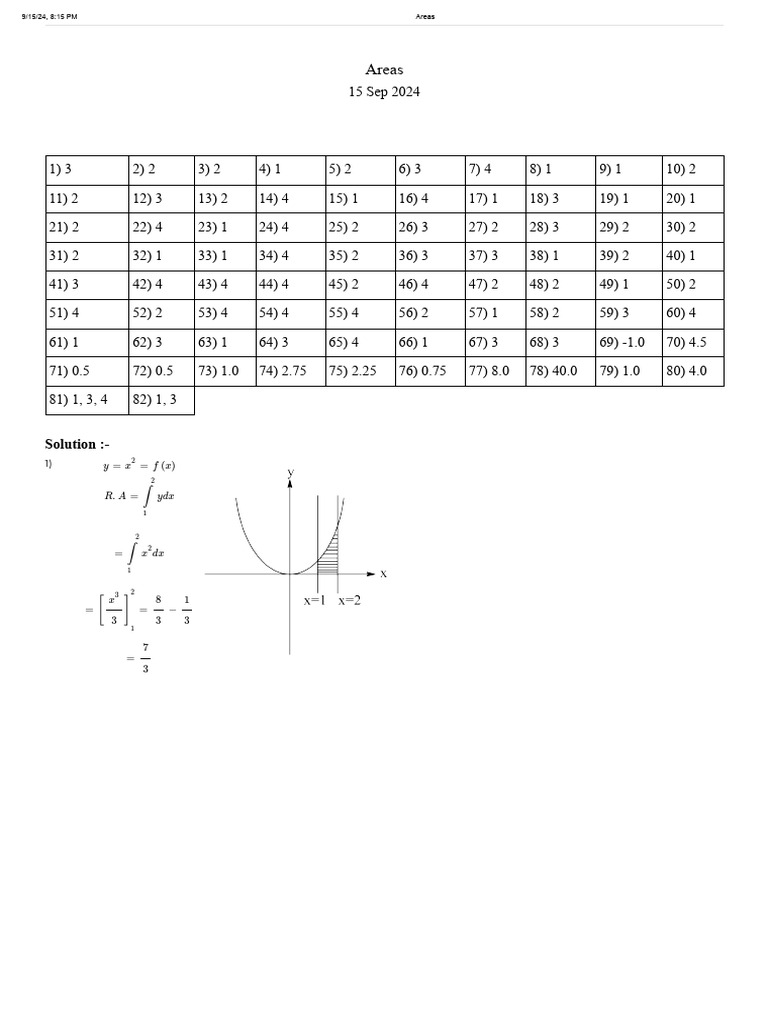 Area Calculations in Calculus | PDF