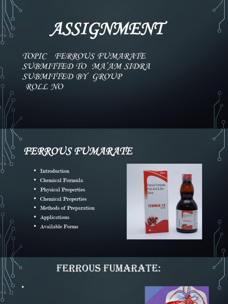 Ferrous Fumarate: Properties and Uses | PDF | Iron | Chemical Reactions