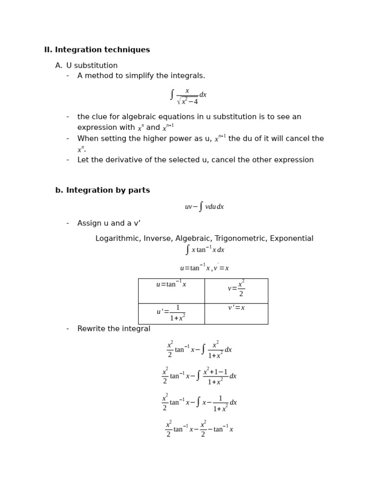 Integration Techniques Overview | PDF | Trigonometric Functions ...