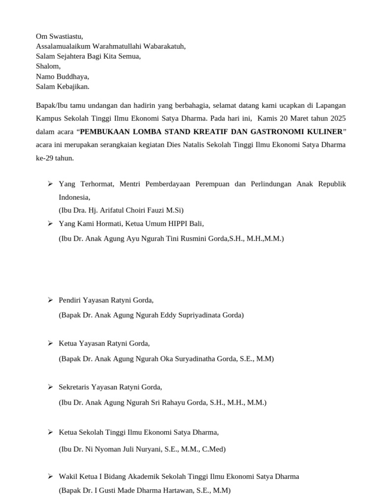 Teks MC Pembukaan Lomba Stand | PDF