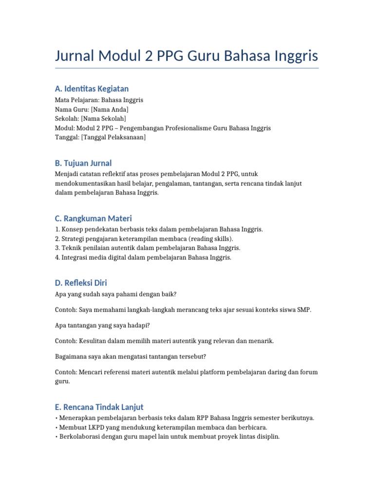 Contoh Jurnal - Modul - 2 - PPG | PDF