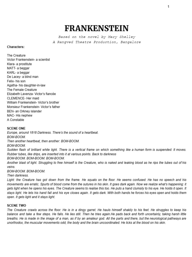 Frankenstein Working Script | PDF | Frankenstein | Paradise Lost