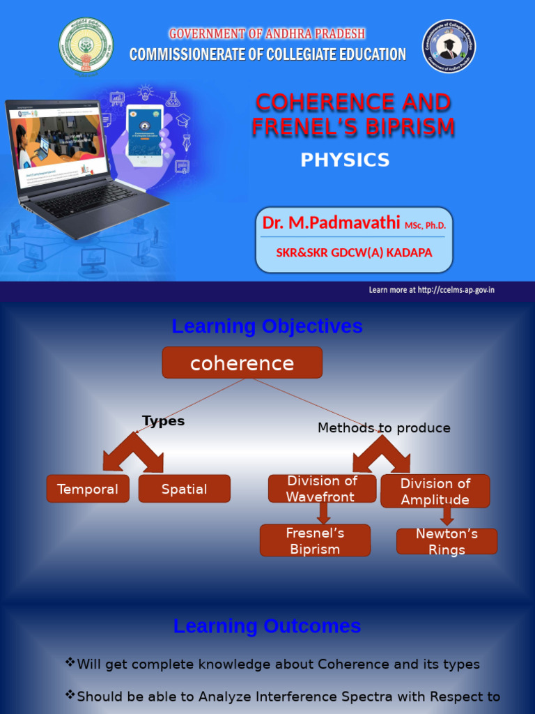 Coherence and Fresnel's Biprism Analysis | PDF | Coherence (Physics ...