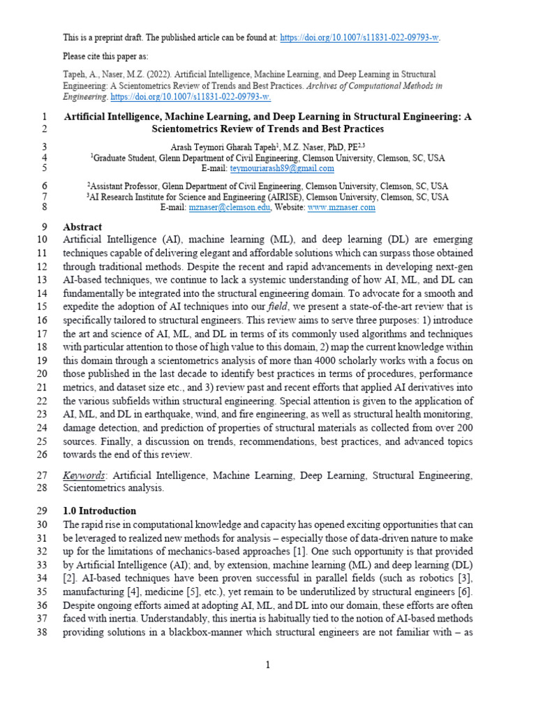Artificial Intelligence Machine Learningand Deep Learningin Structural ...