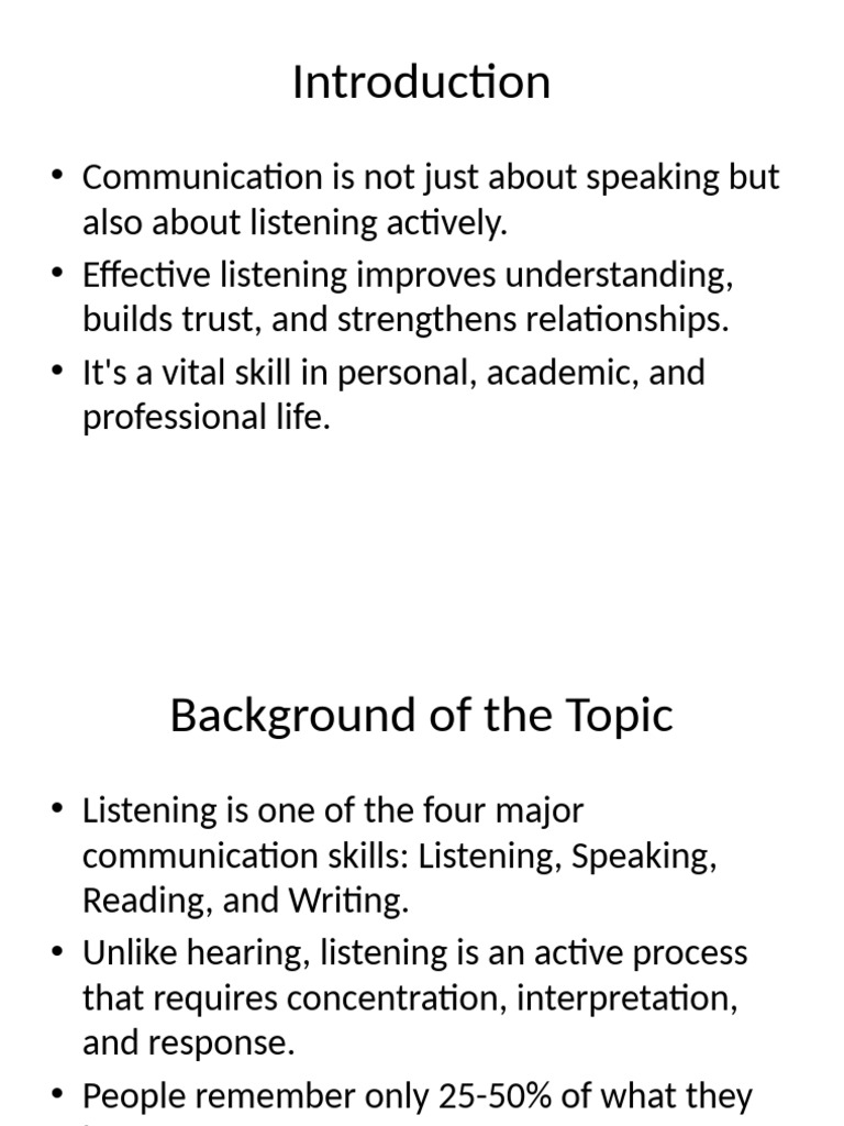 Effective Listening Skills Presentation | PDF | Empathy | Communication