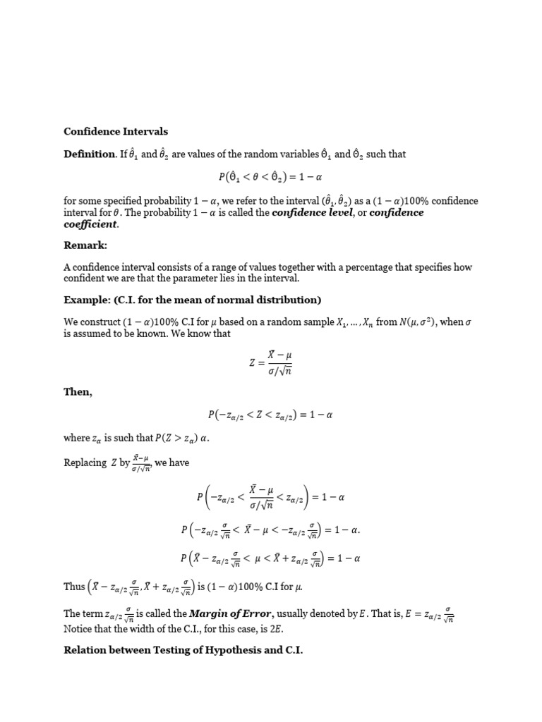 Lecture03 - Int. Inference - CI - Sample Size | PDF | Sample Size Determination | Sampling ...