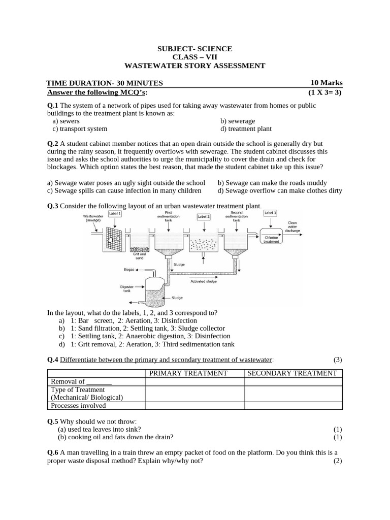 WWTP Practice Worksheet | PDF