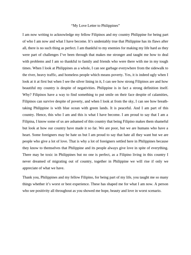 Love Letter to the Philippines | PDF