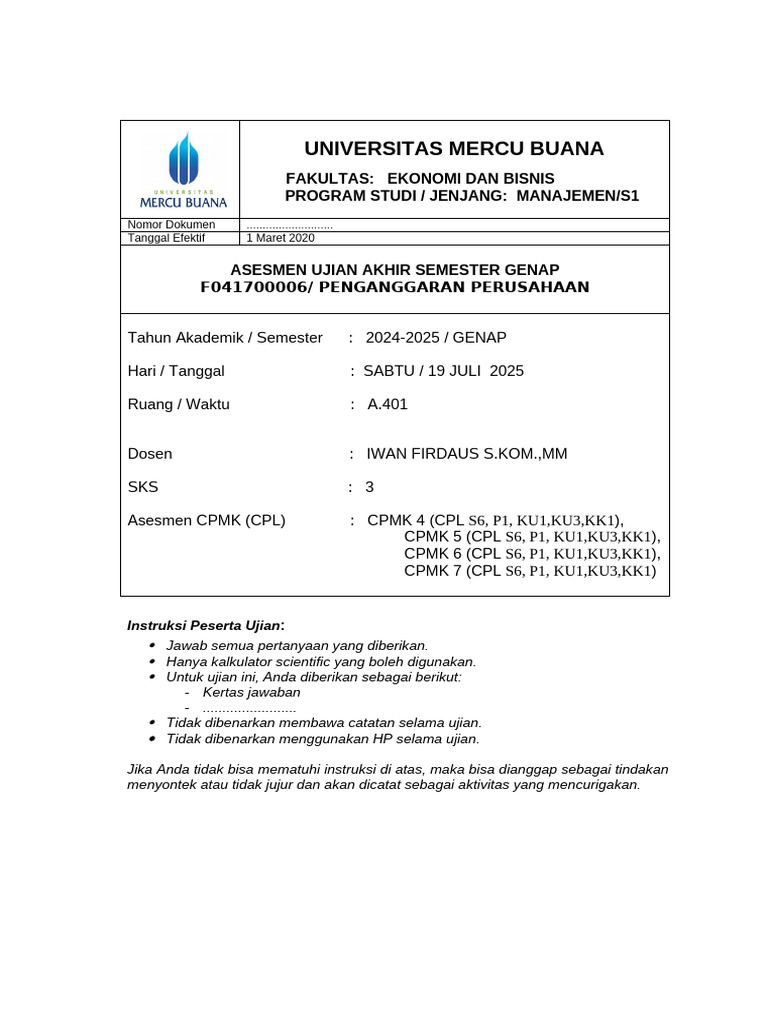 SOAL UAS PENGANGGARAN-SABTU-19 JULI 2025-Jam 14.30 | PDF