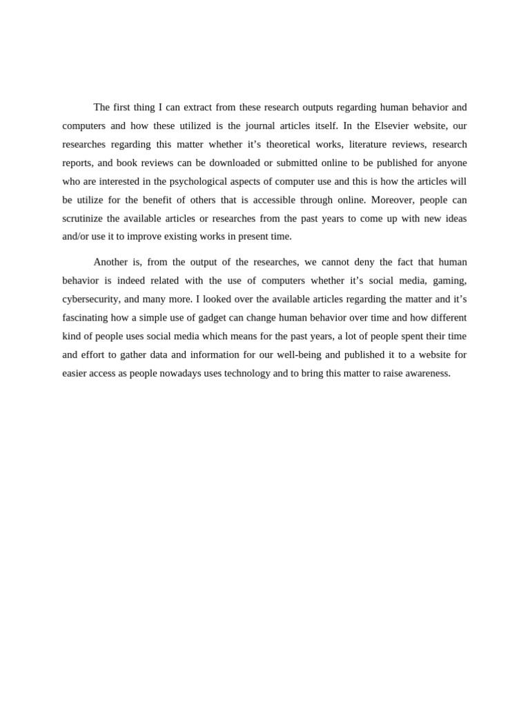 Human Behavior and Computers Assignment | PDF