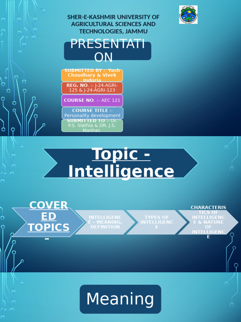 INTELLIGENCE Presentation | PDF | Intelligence | Creativity