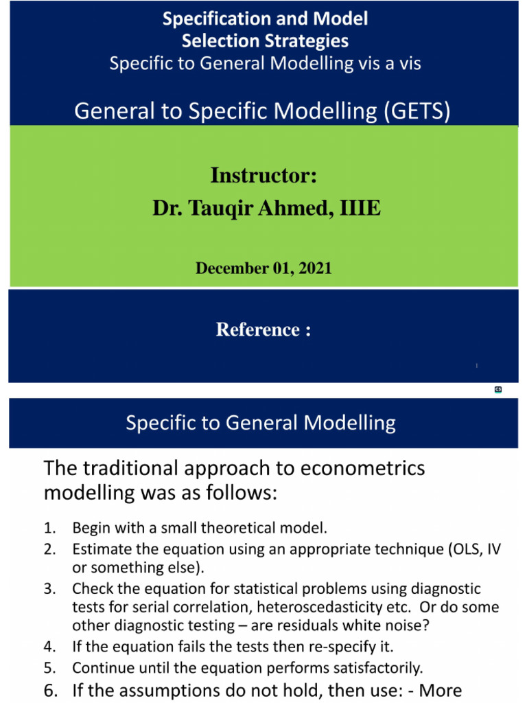 General To Specific Methodology | PDF