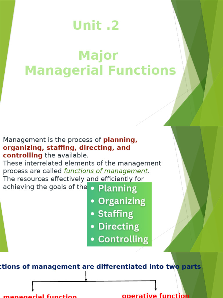 Unit 2 Managerial Functions | PDF