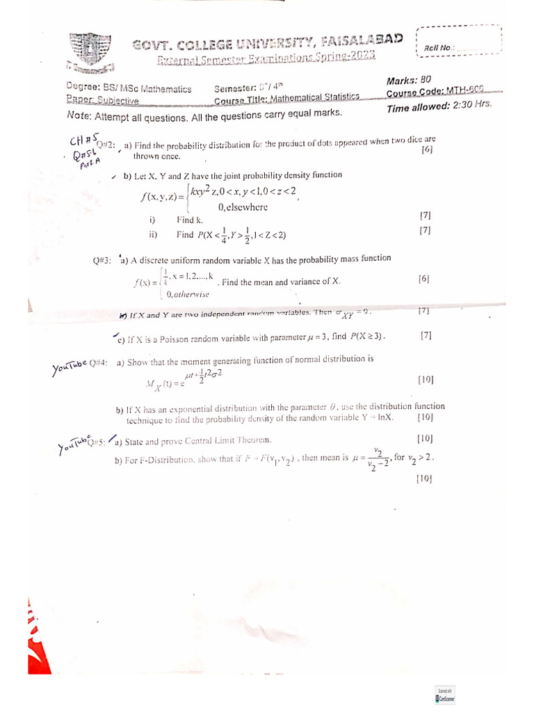 2024 Mathematics Statistics Mani Uni | PDF