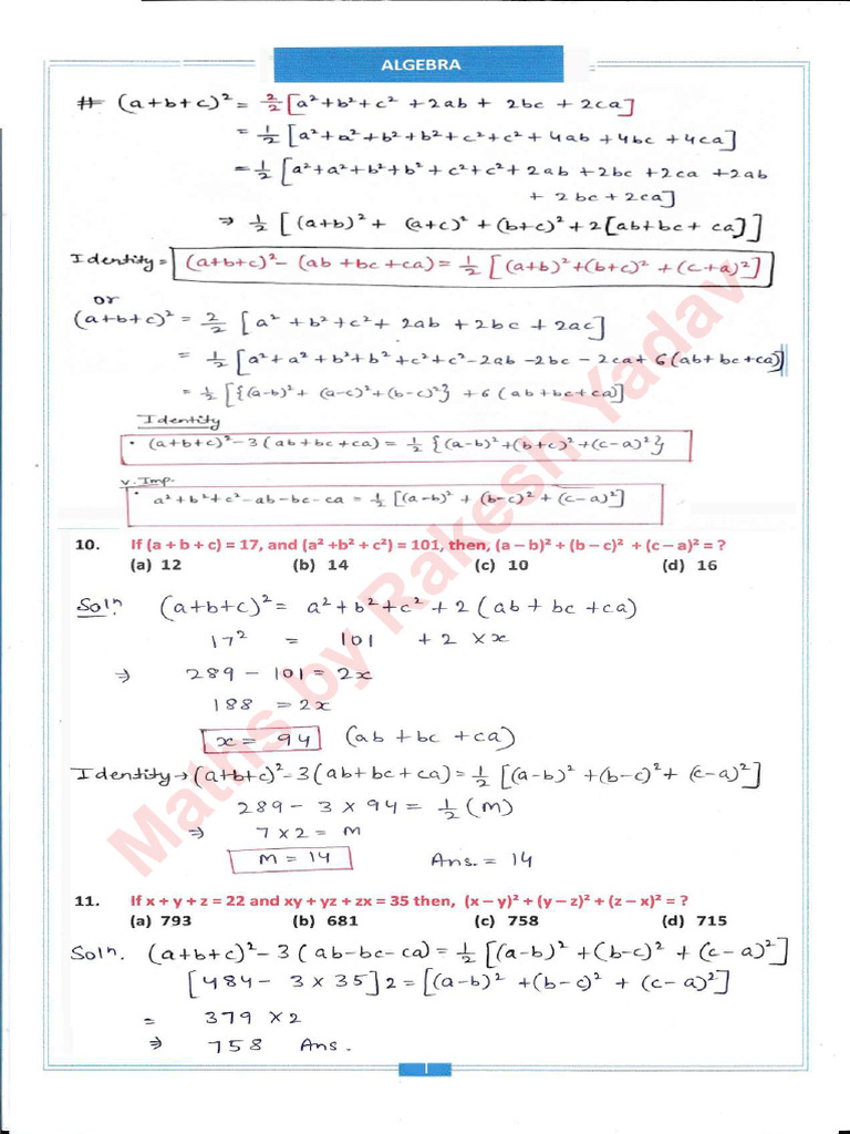 Algebra Notes 10-04 | PDF