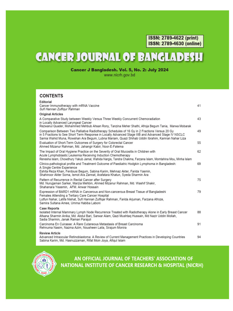 Cancer Journal of Bangladesh - July 2024 | PDF | Antigen | Immunotherapy