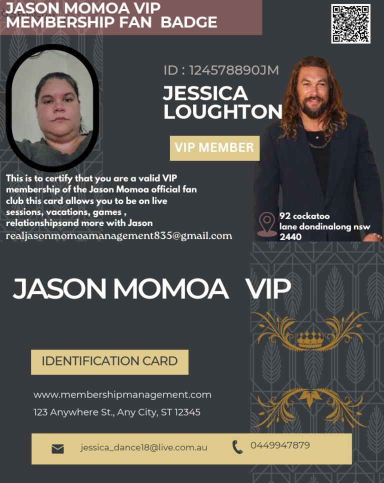 Jason Momoa Vip Membership Fan Badge | PDF