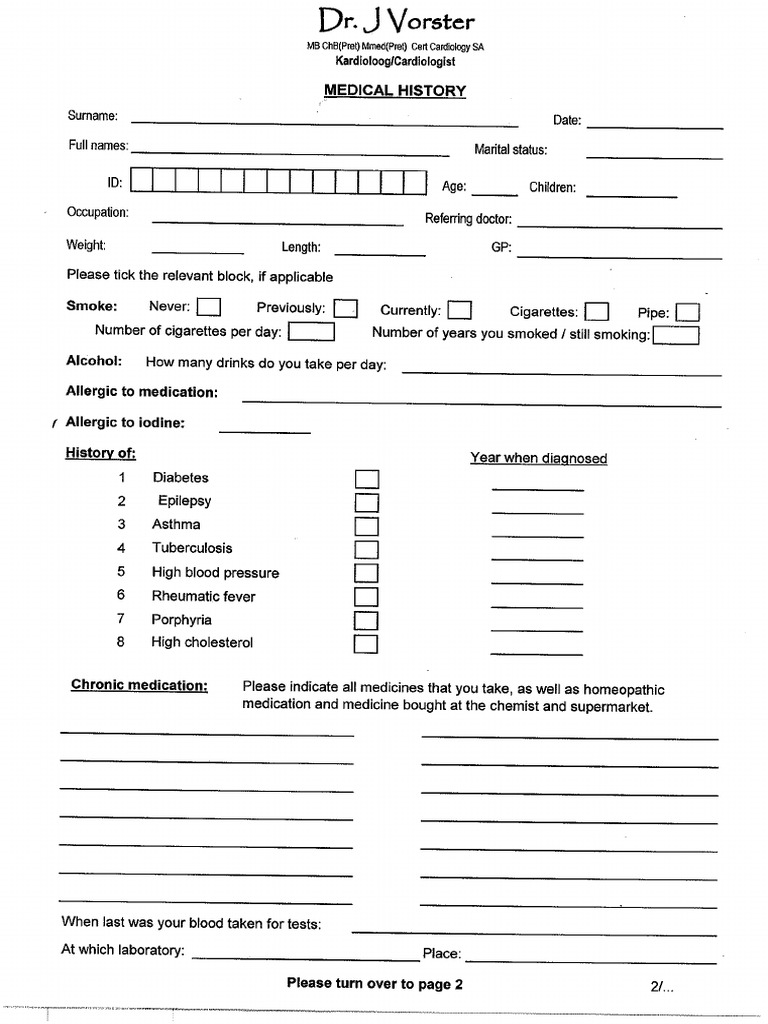 A Patient Medical History | PDF