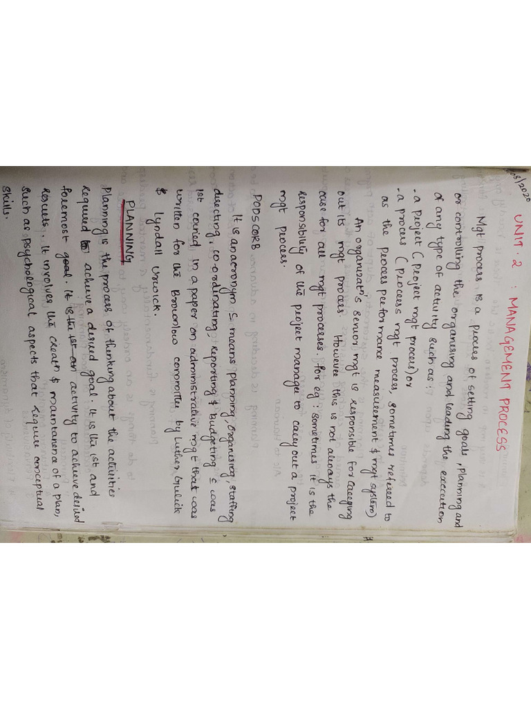 Unit 2 Management Process | PDF
