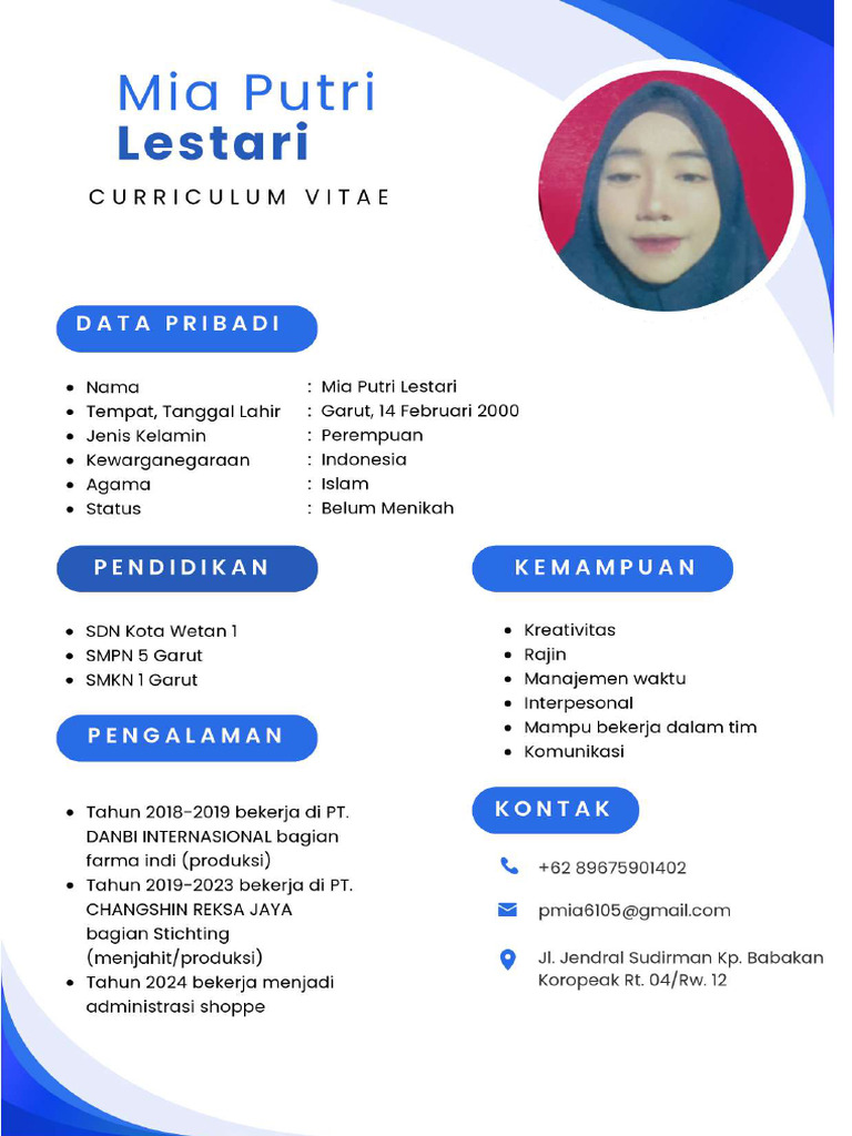 CV Mia Putri Lestari 20250301 113141 0000-1 Compressed | PDF
