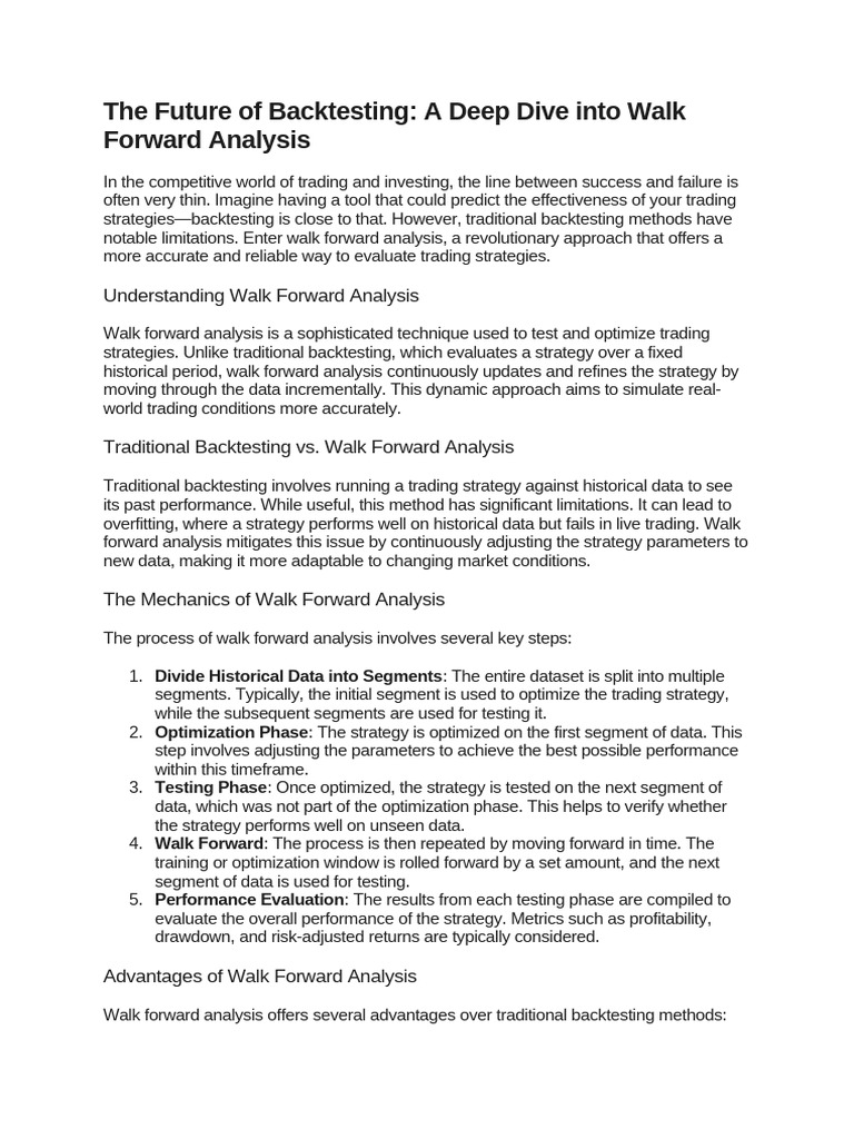 Walk Forward Analysis in Trading Strategies | PDF | Mathematical ...