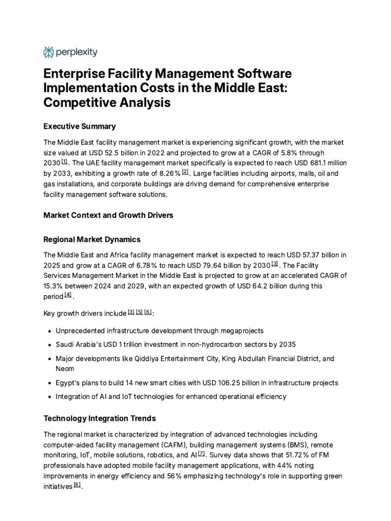 Middle East Facility Management Growth Insights | PDF | Return On ...