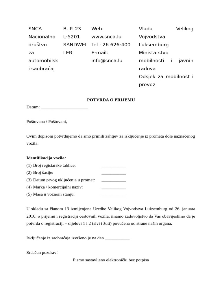 Potvrda o Prijemu | PDF