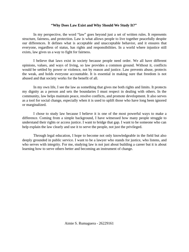 Why Does Law Exist and Why Should We Study It | PDF