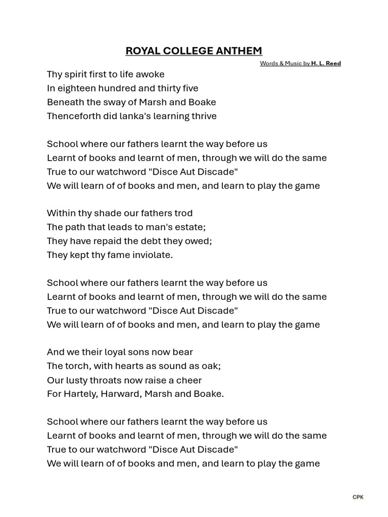 Royal College Anthem | PDF