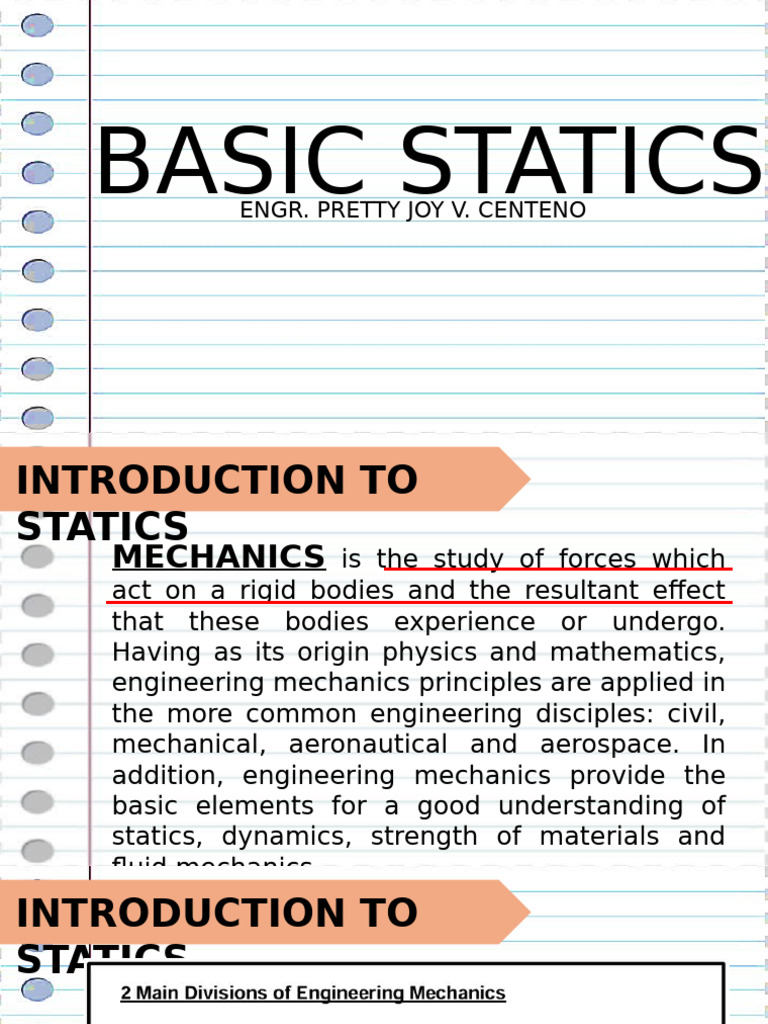 Principles of Statics Overview | PDF