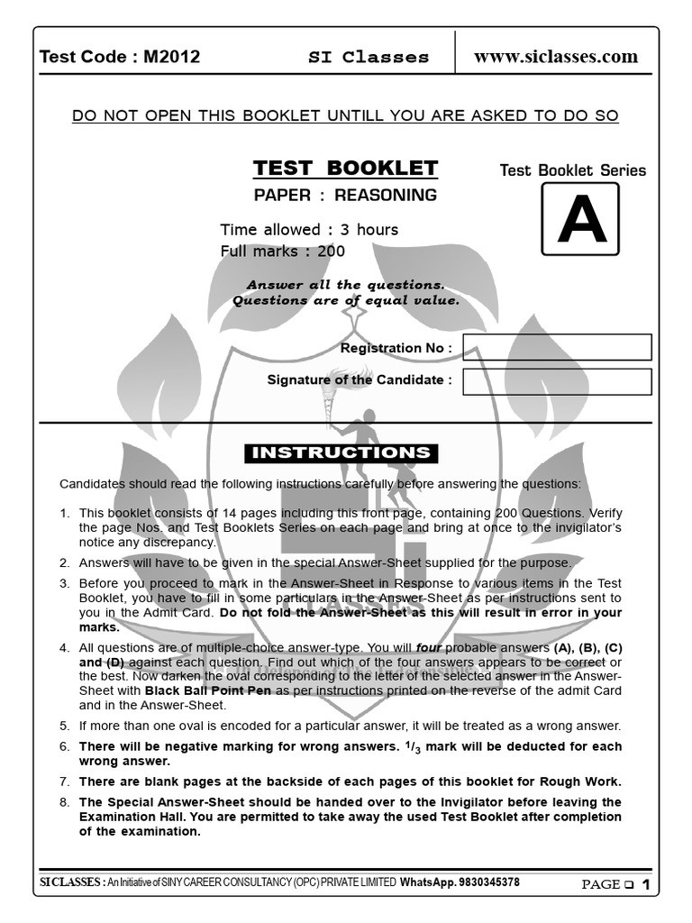 M2012 Question | PDF | Multiple Choice