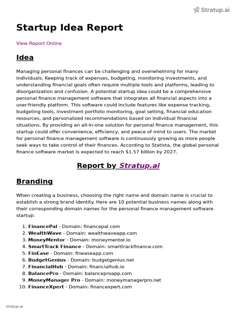 Startup Idea Report: Stratup - Ai | PDF | Usability | Software Testing