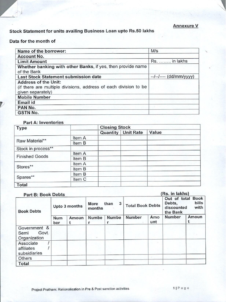 Stock Statement New Format | PDF