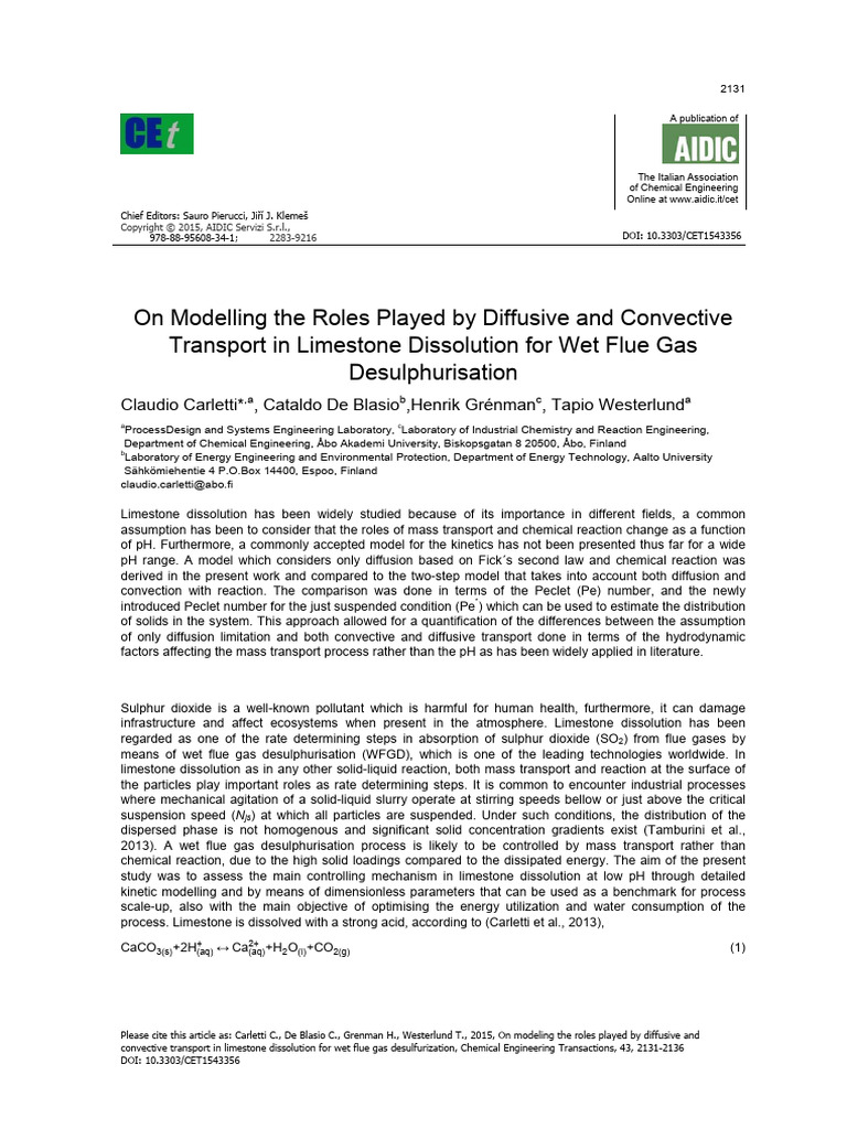 Claudio 2015 On Modeling The Roles Played by Diffusive and Convective ...