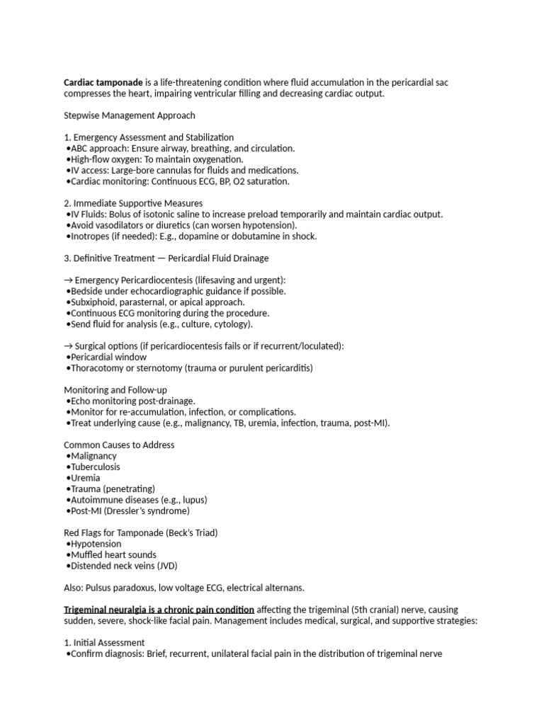 Cardiac Tamponade Management Guide | PDF | Stroke | Cardiovascular System