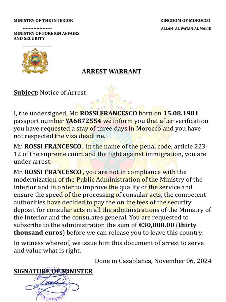 Arrest Warrant | PDF