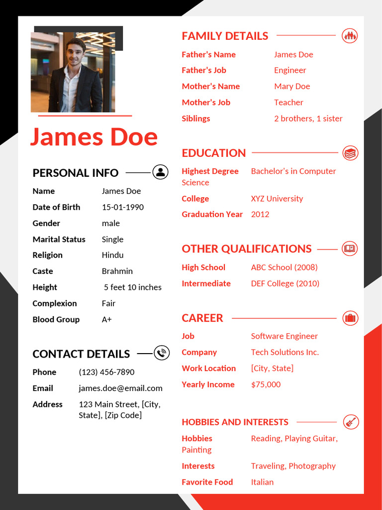 Marriage Biodata Format Template Wedding Biodata Format PDF | PDF