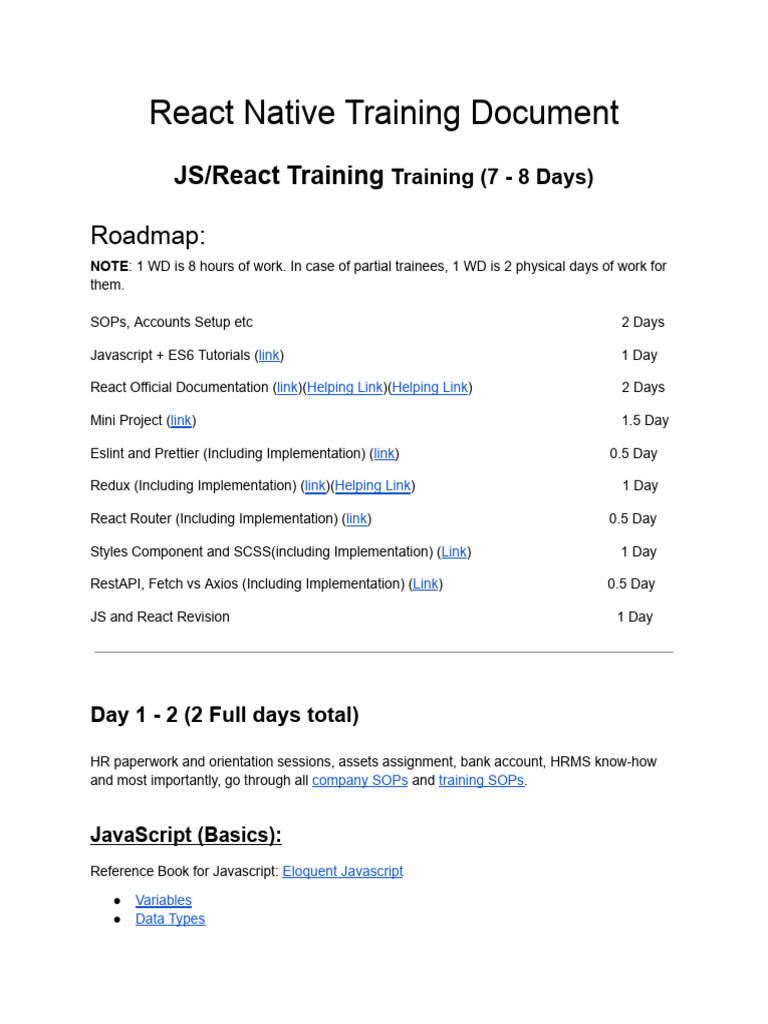 React Native Training Document | PDF | Java Script | Computing