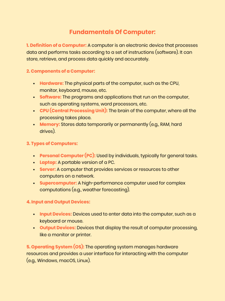 Fundamentals of Computer | PDF