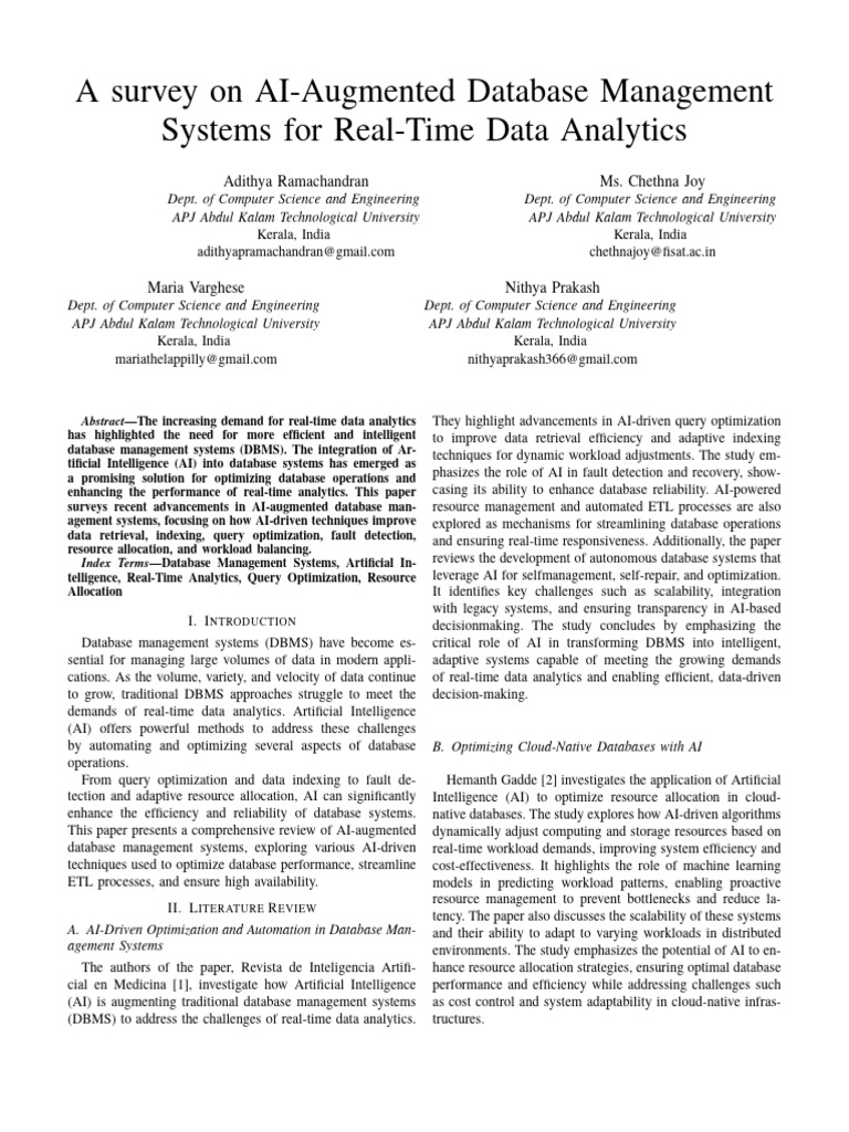 AI-Enhanced DBMS for Real-Time Analytics | PDF | Databases | Artificial ...