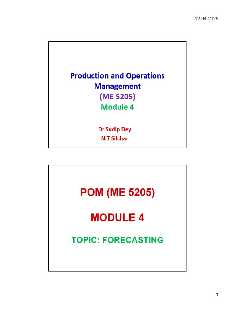 Module 4 - ME 5205 - Forecasting | PDF | Forecasting | Regression Analysis